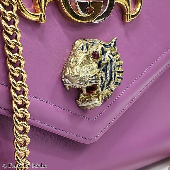 Gucci | Bags | Gucci Rajah Medium Leather Shoulder Bag In Lilac | Poshmark